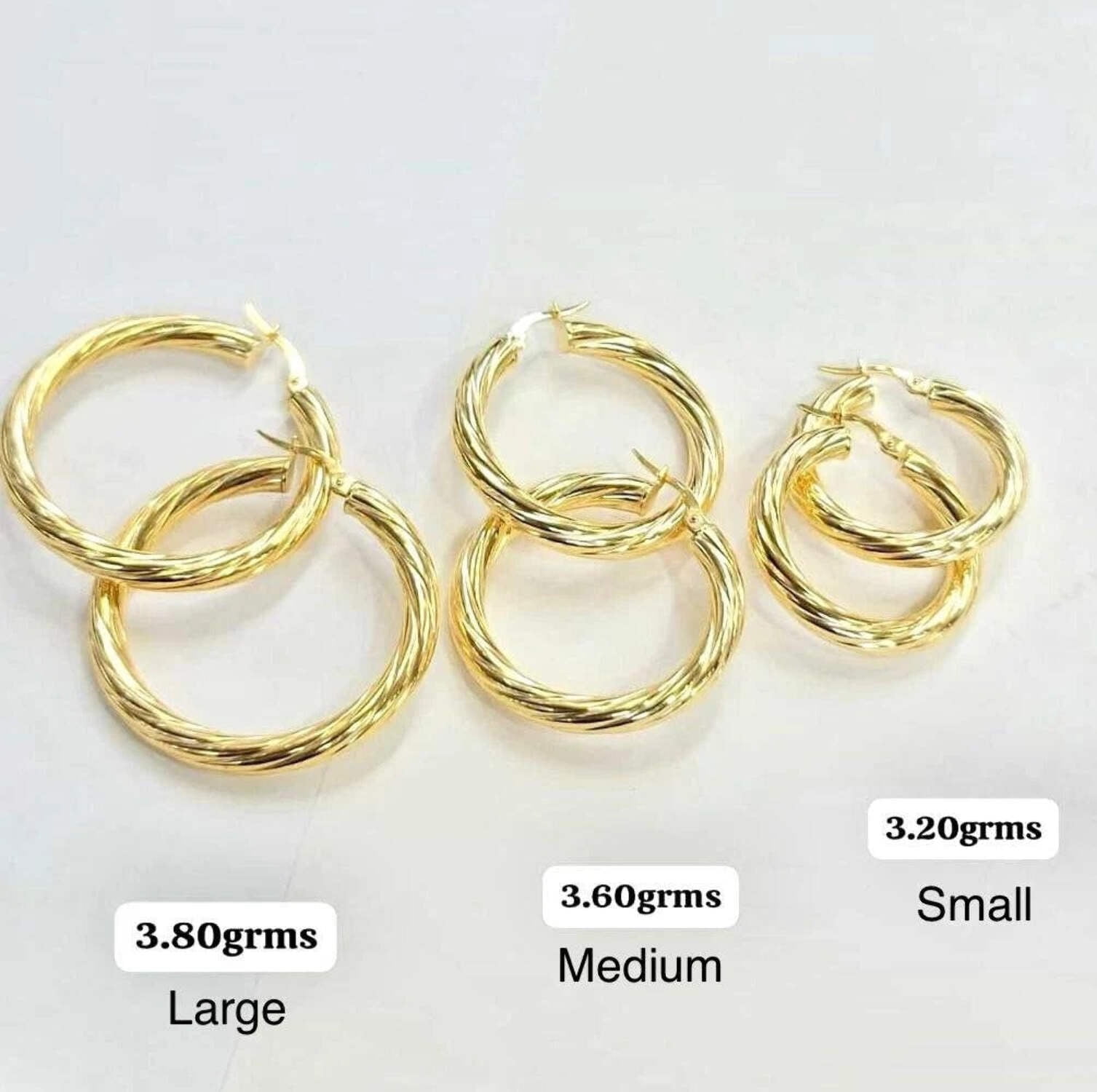 14K Yellow Gold Hoop Earrings For Womens Argollas Arracadas Oro Real ...