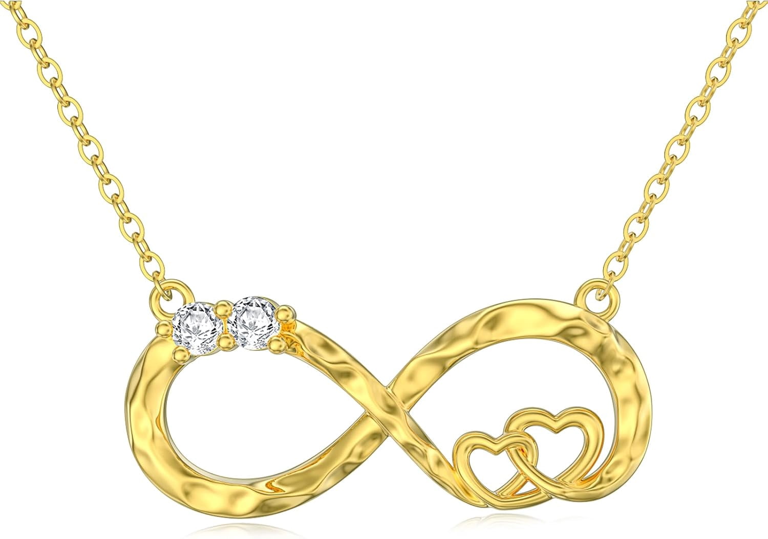 14K Yellow Gold Infinity Necklace for Women,Real Gold Textured Infinity ...