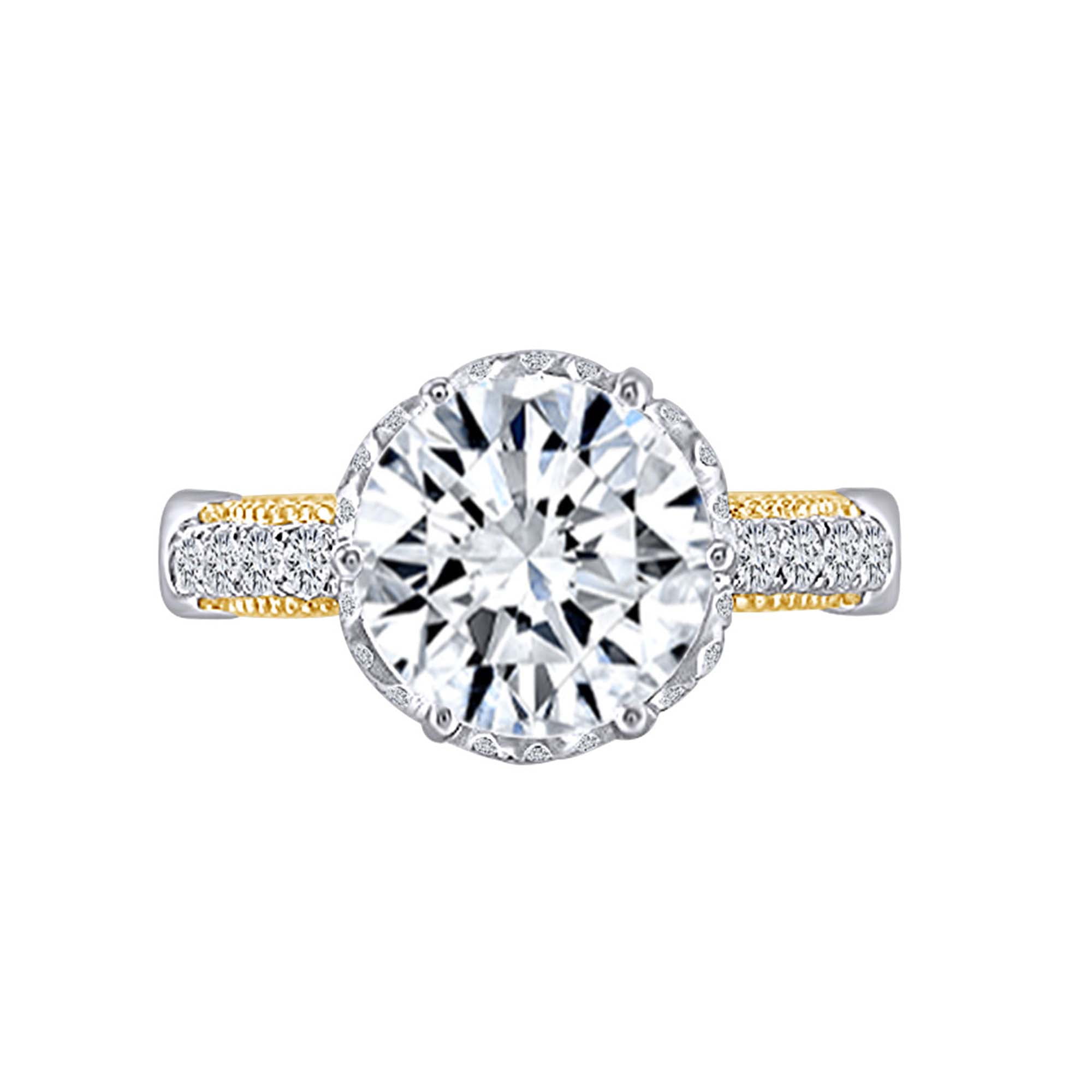 14K Yellow Gold Inner Shank Gold Plated Silver Outside Shank 2ct Center ...