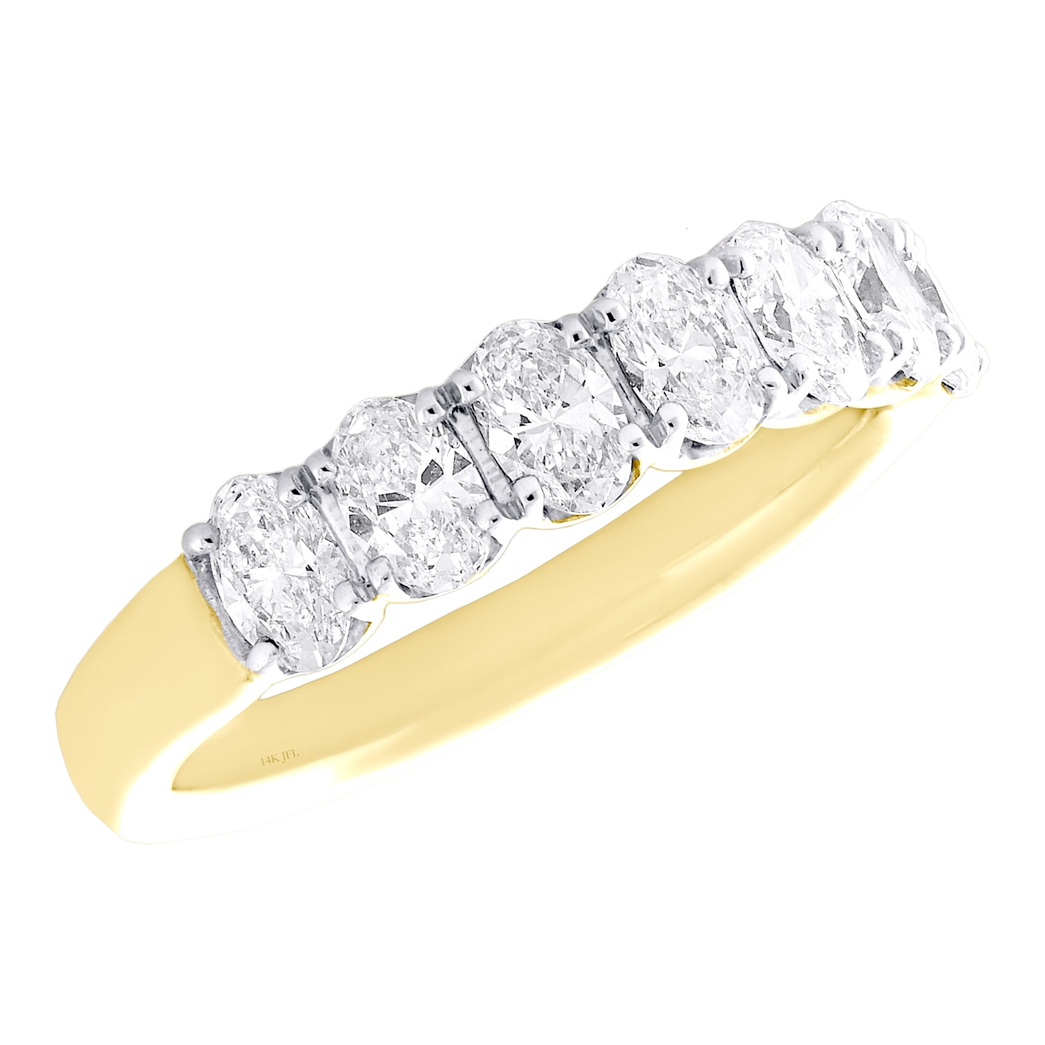 14K Yellow Gold Lab Created Diamond Anniversary Ring Oval Wedding Band ...