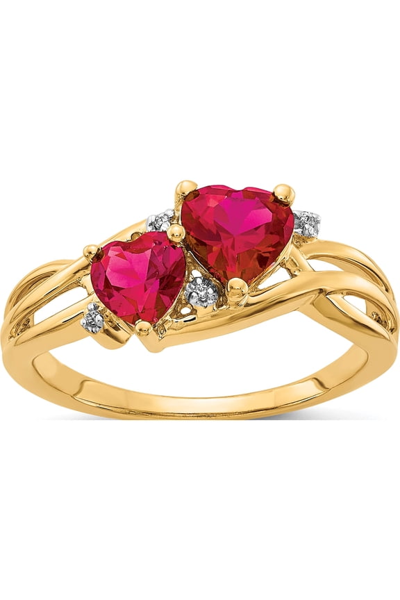 14k Gold Lab Created Ruby Rings