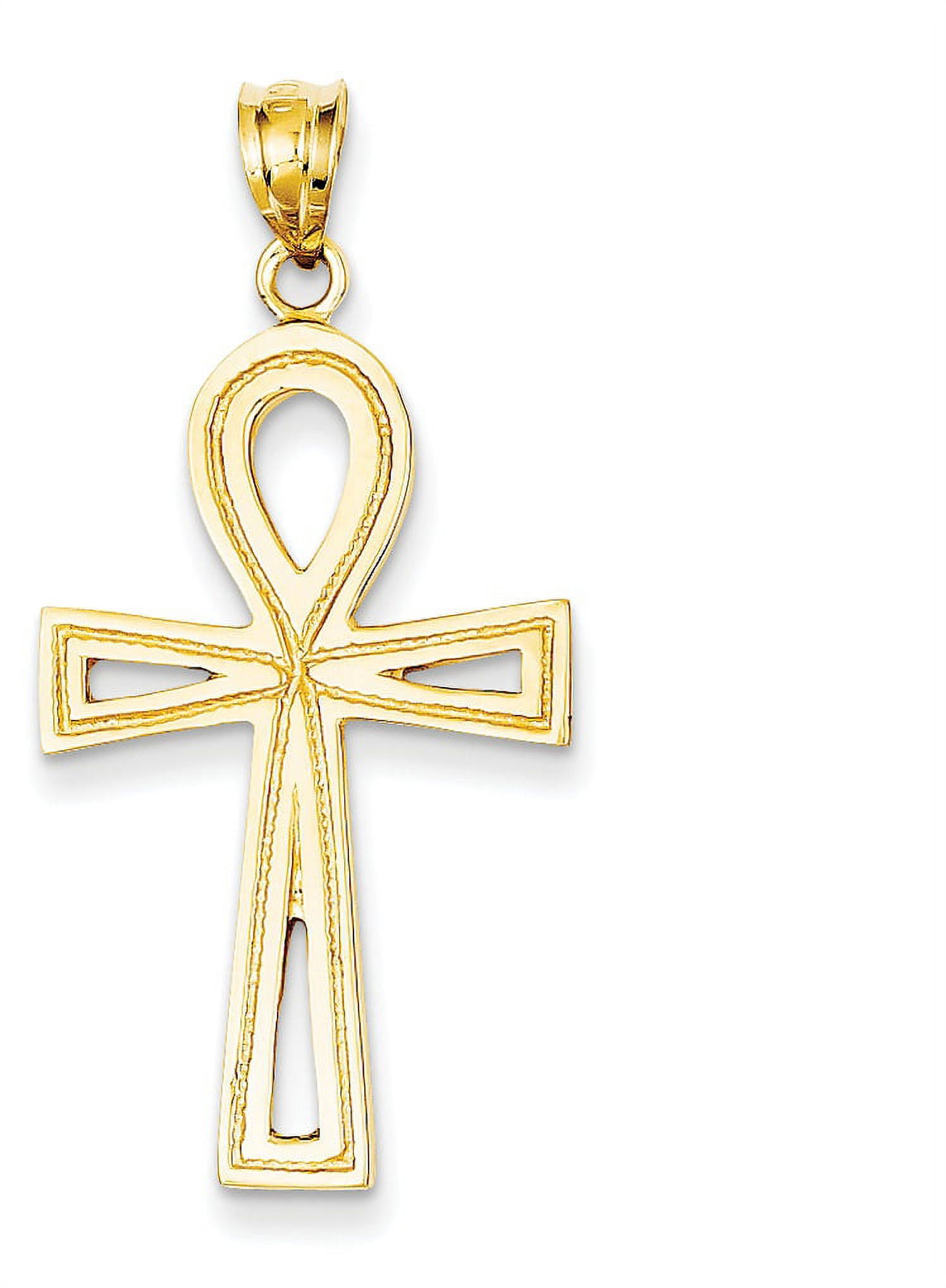 14K Yellow Gold Large Ankh Cross Pendant Charm - Walmart.com