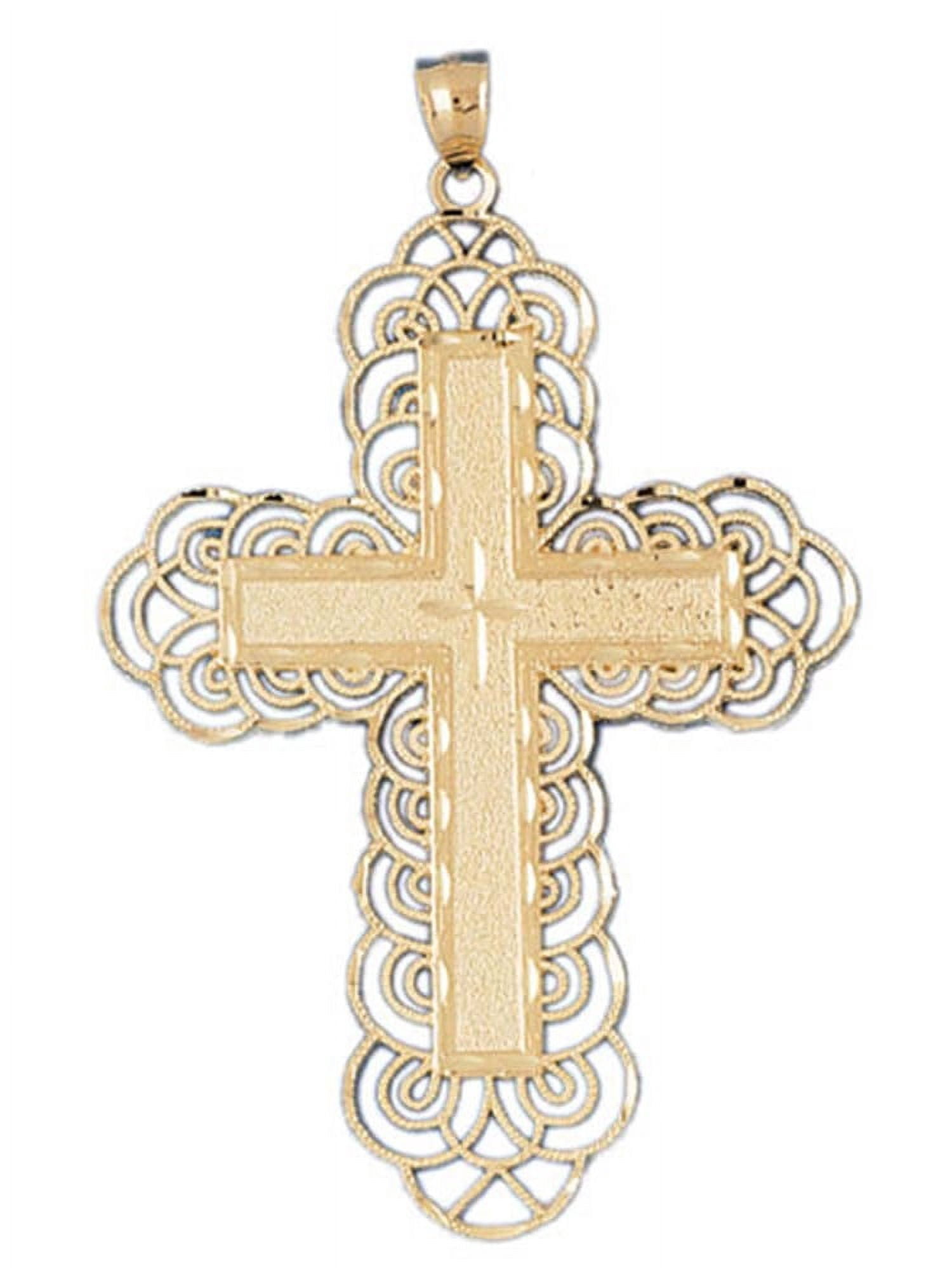 14K Yellow Gold Latin Cross Pendant - 83 mm - Walmart.com