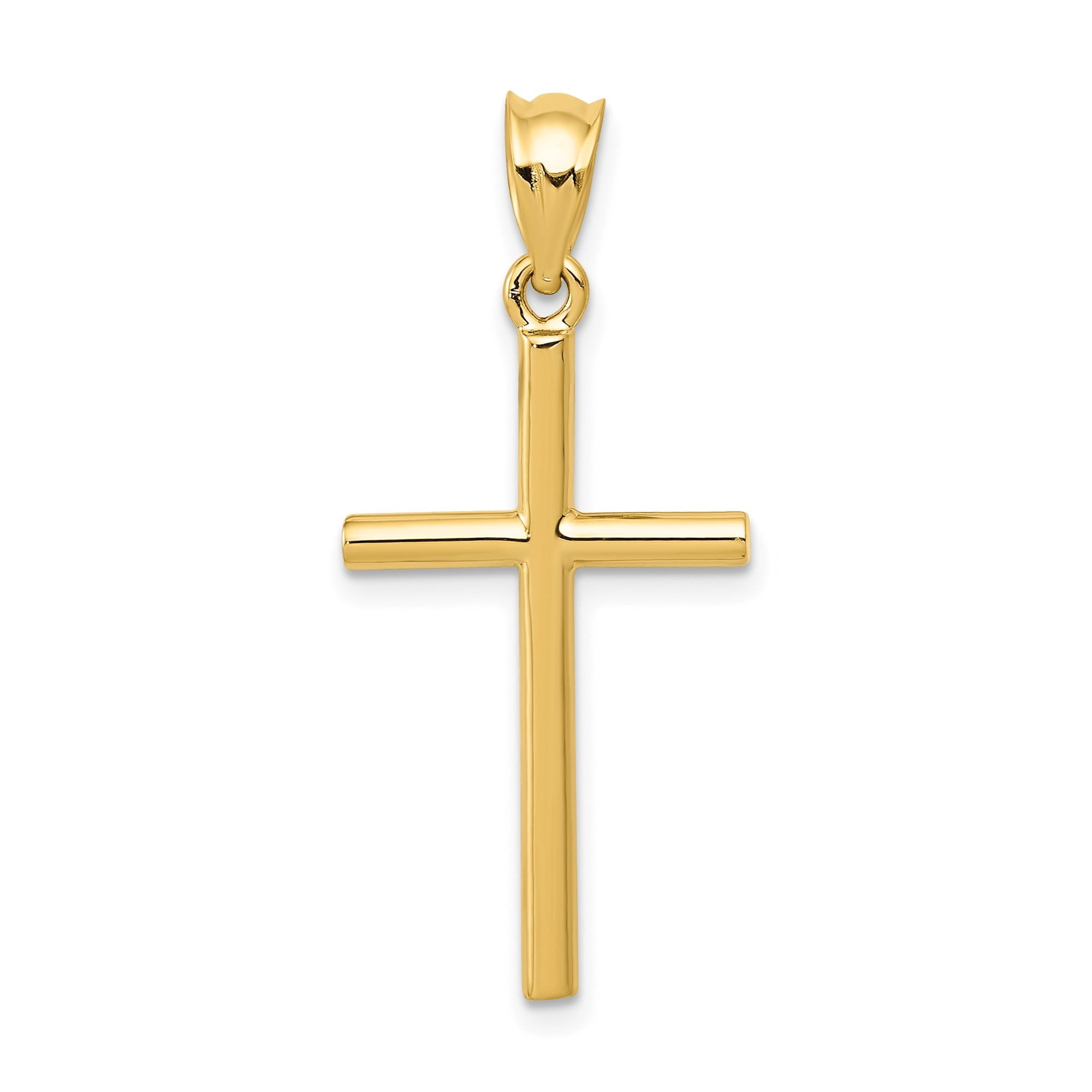 14K Yellow Gold Latin Cross Pendant Necklace for Men and Women ...