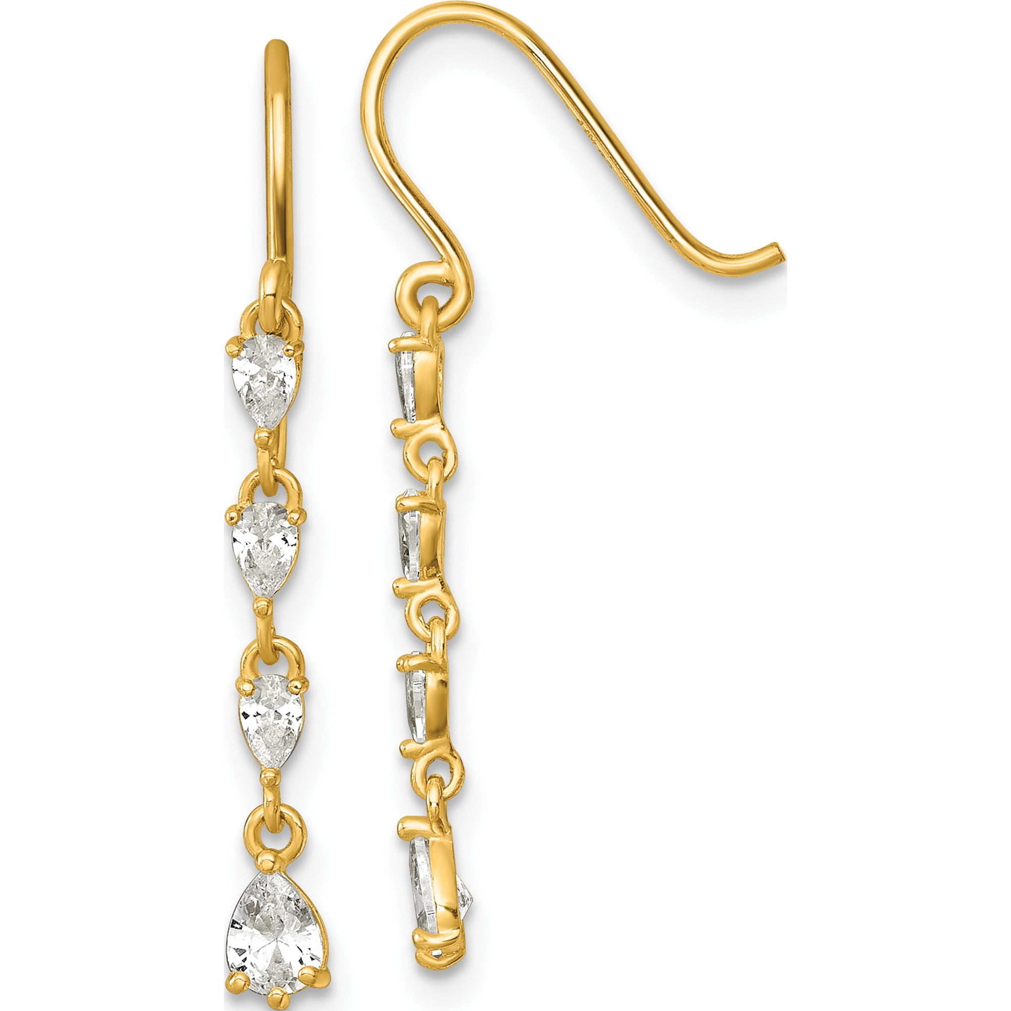 14K Yellow Gold Luxury, Chic Cubic Zirconia (Cz) White 8 Polished Fancy ...