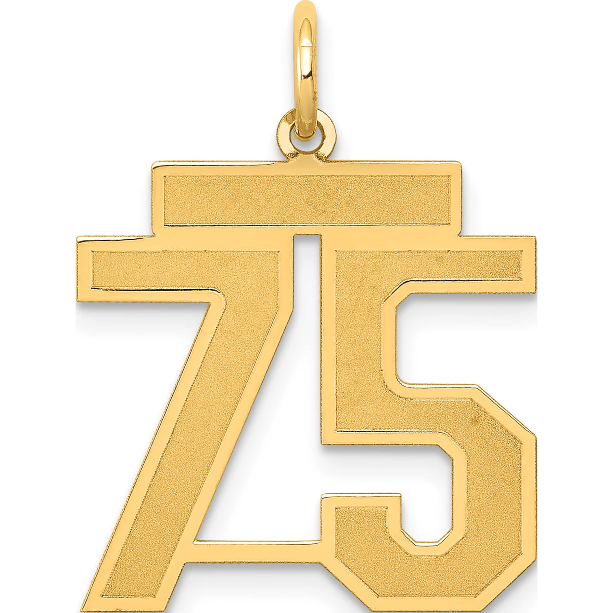 14K Yellow Gold Medium Satin Number 75 Charm Made In United States ...