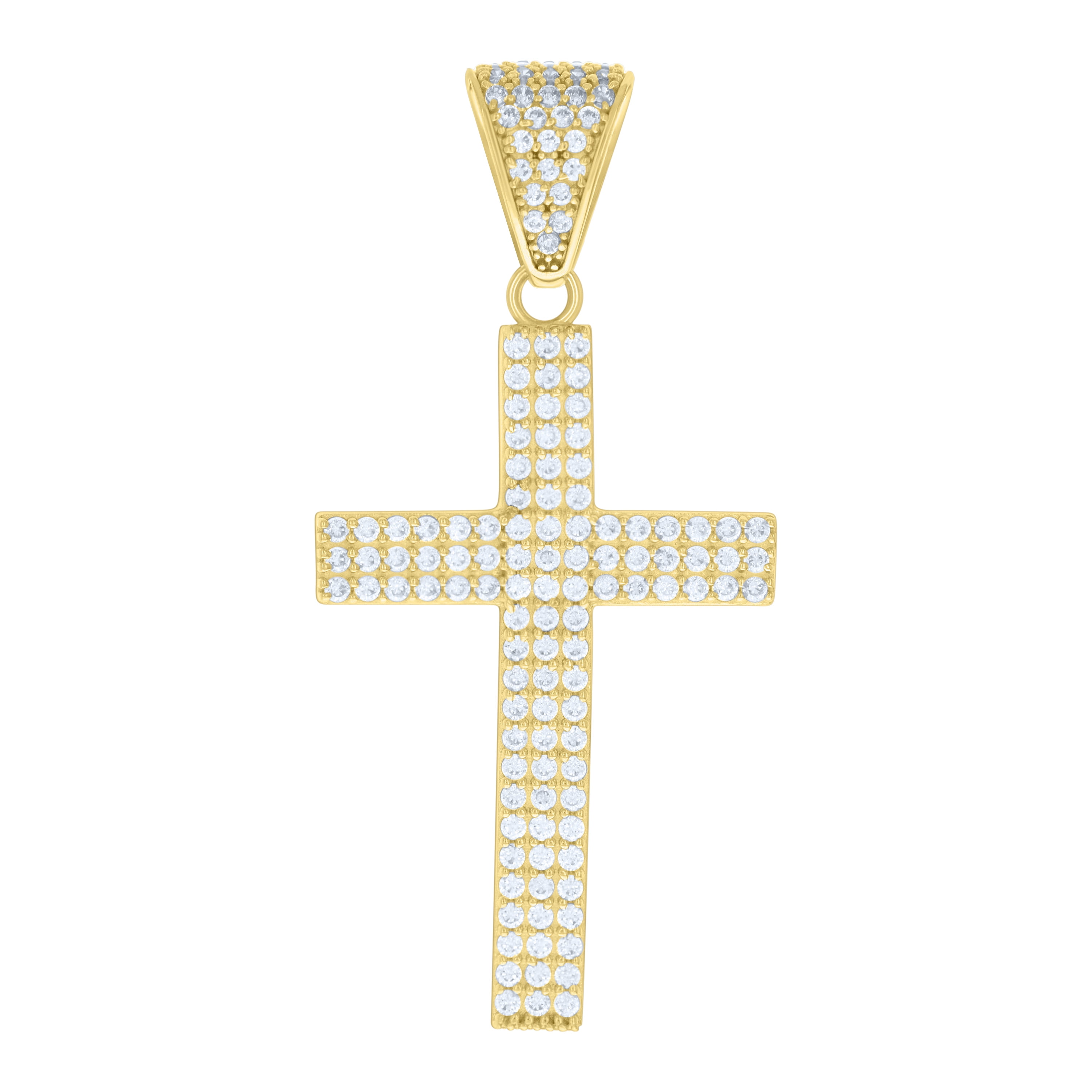 14K Yellow Gold Mens Cubic-Zirconia Cross Religious Charm Pendant 3.9 ...