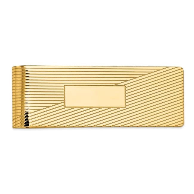 14K Yellow Gold Mens Grooved Polished Money Clip - Walmart.com