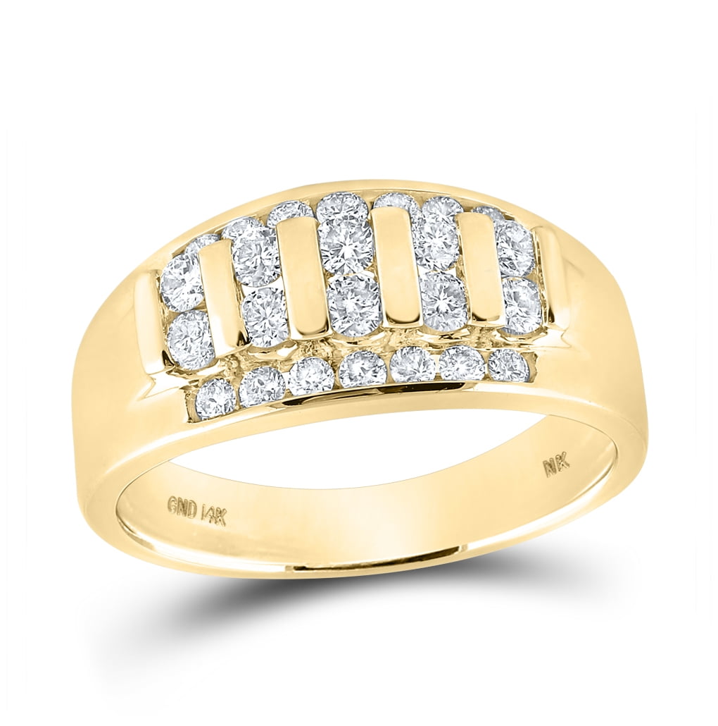 14K Yellow Gold Mens Round Diamond Channel-set Band Ring 1 Cttw, Mens ...