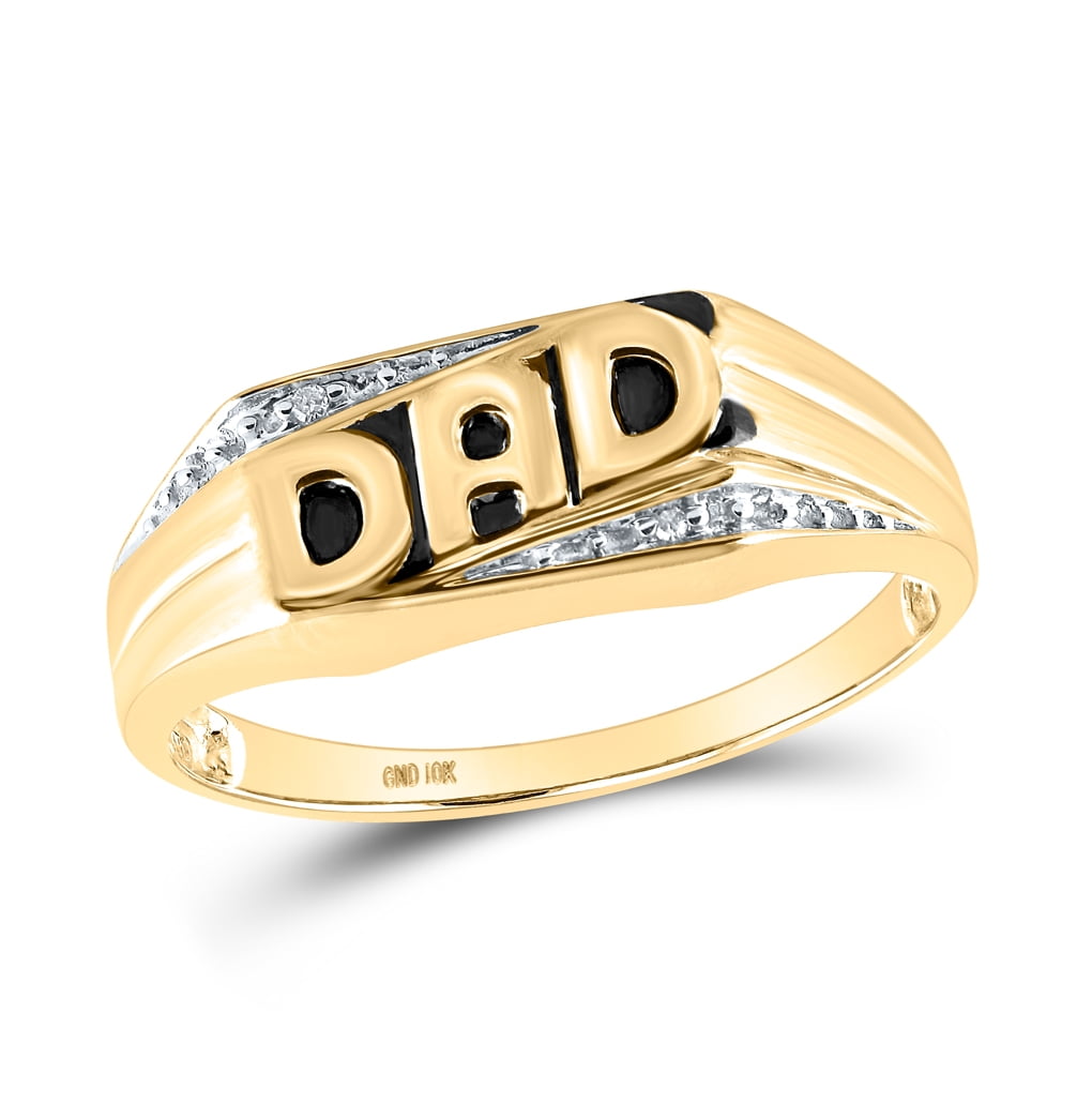 14K Yellow Gold Mens Round Diamond Dad Father Ring .01 Cttw, Mens Size ...