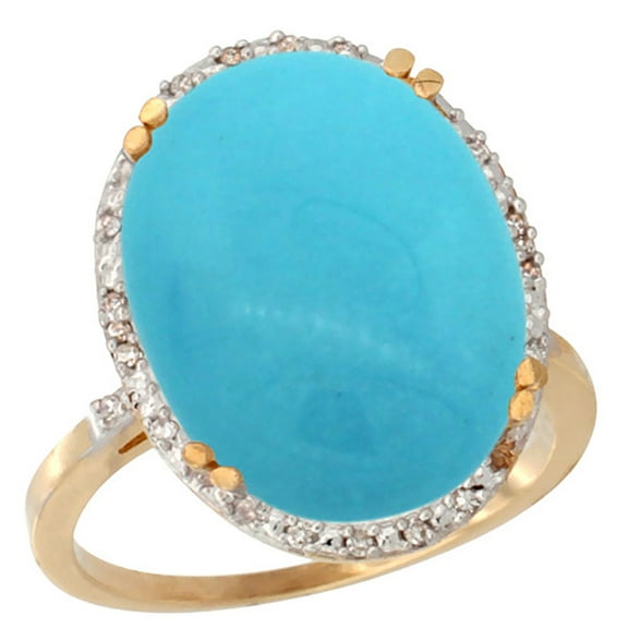10K White Gold Natural Turquoise & Lemon Quartz 3-Stone Ring Oval ...
