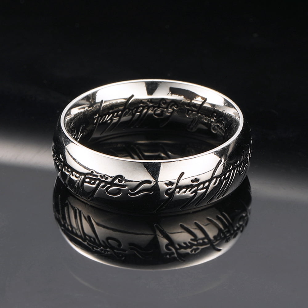 14K Yellow Gold One Ring of Power 3D Carved Refined Wedding Ring Lovers ...