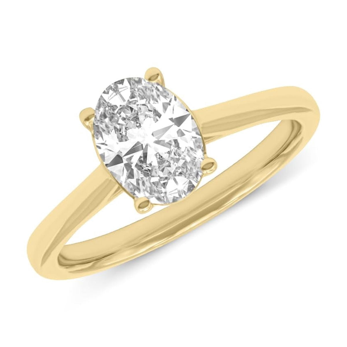 14K Yellow Gold Oval Lab Grown Diamond Cathedral Solitaire Engagement ...