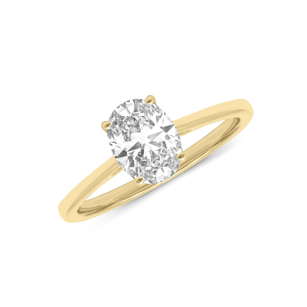 14K Yellow Gold Oval Shape Lab Grown Diamond Basket Split Shank Solitaire Engagement Ring - 1 ...