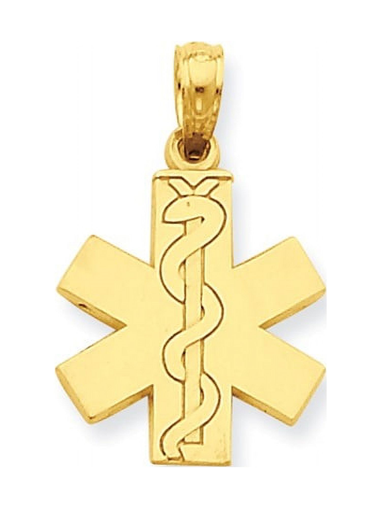 14K Yellow Gold Paramedic/Emt Symbol Pendant (21mm x 13mm) - Walmart.com