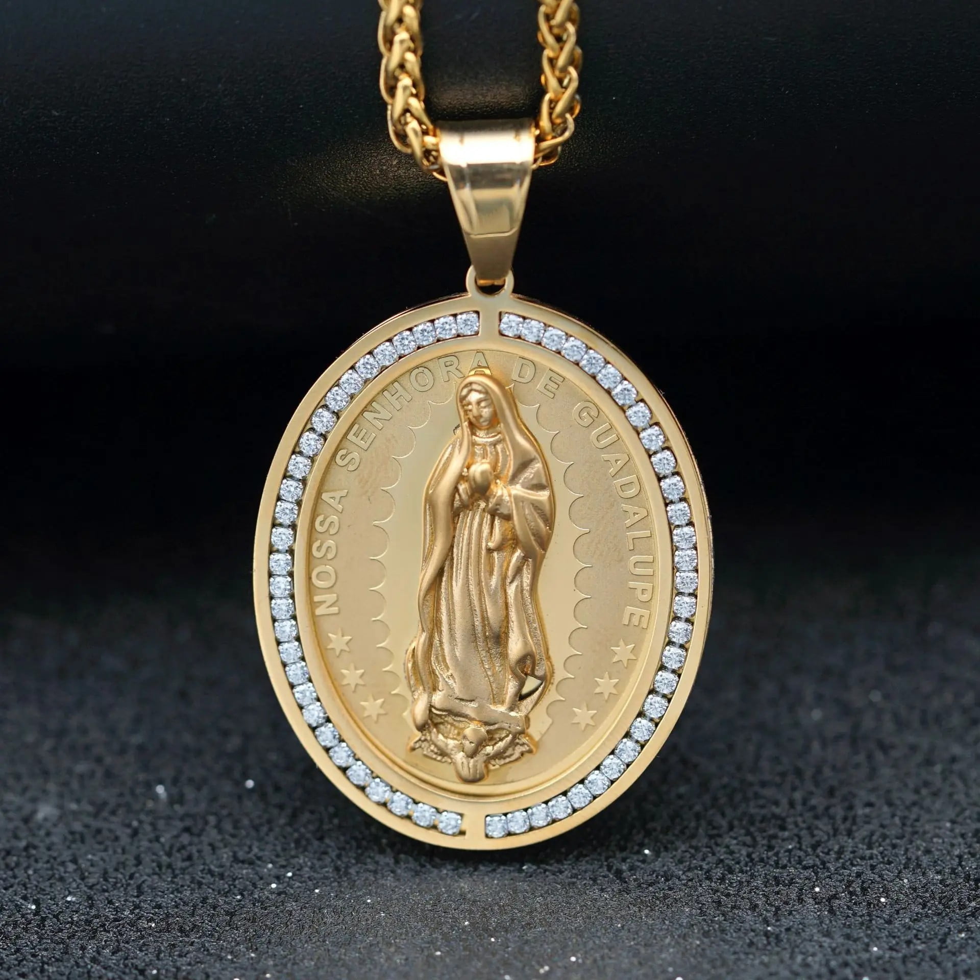 14K Yellow Gold Pendant with zircon Catholic Virgin Mary Pendant ...