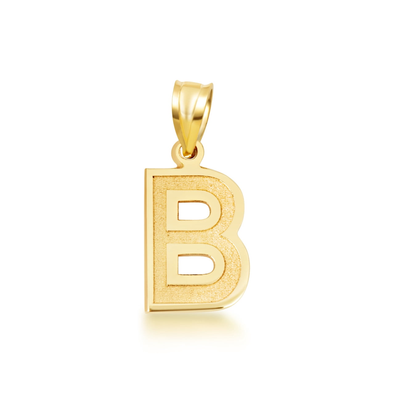 14K Yellow Gold Personalized Letter "A-Z" Initial Satin Finish Pendant ...