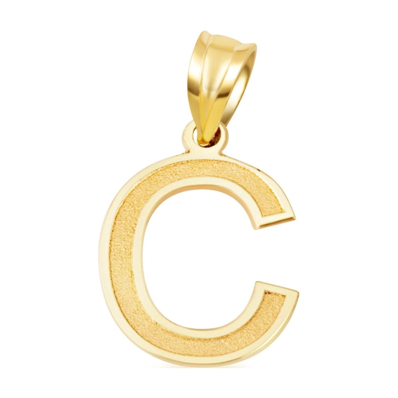 14K Yellow Gold Personalized Letter "A-Z" Initial Satin Finish Pendant ...