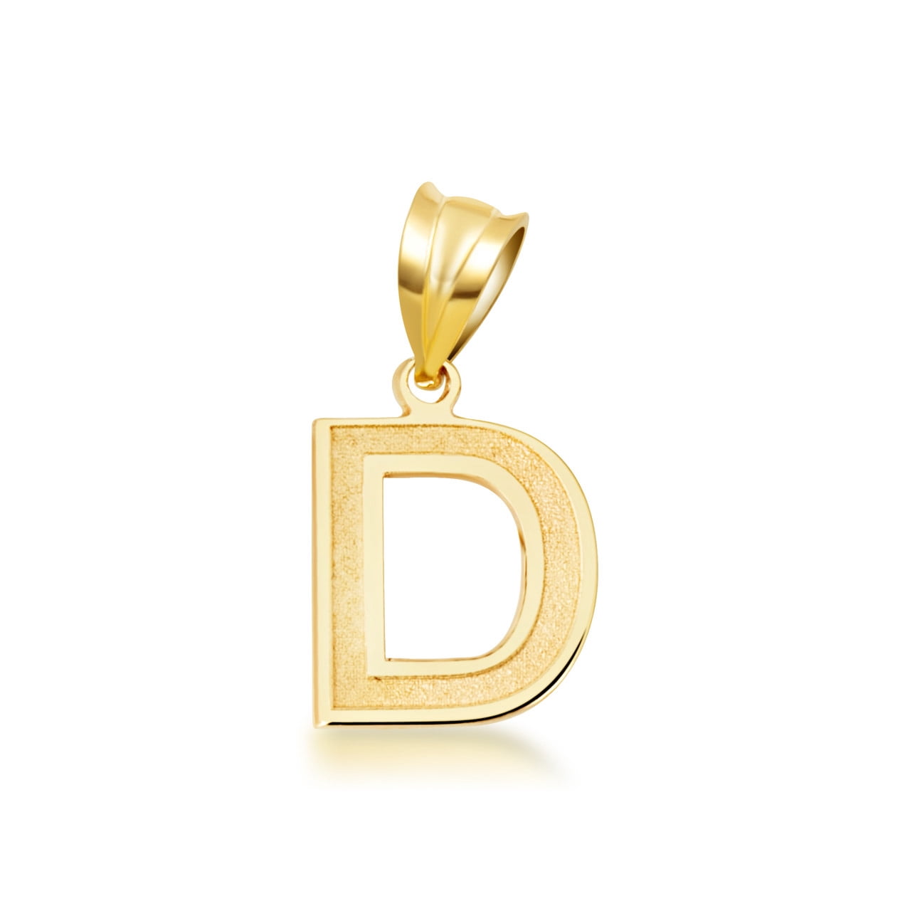 14K Yellow Gold Personalized Letter "A-Z" Initial Satin Finish Pendant ...