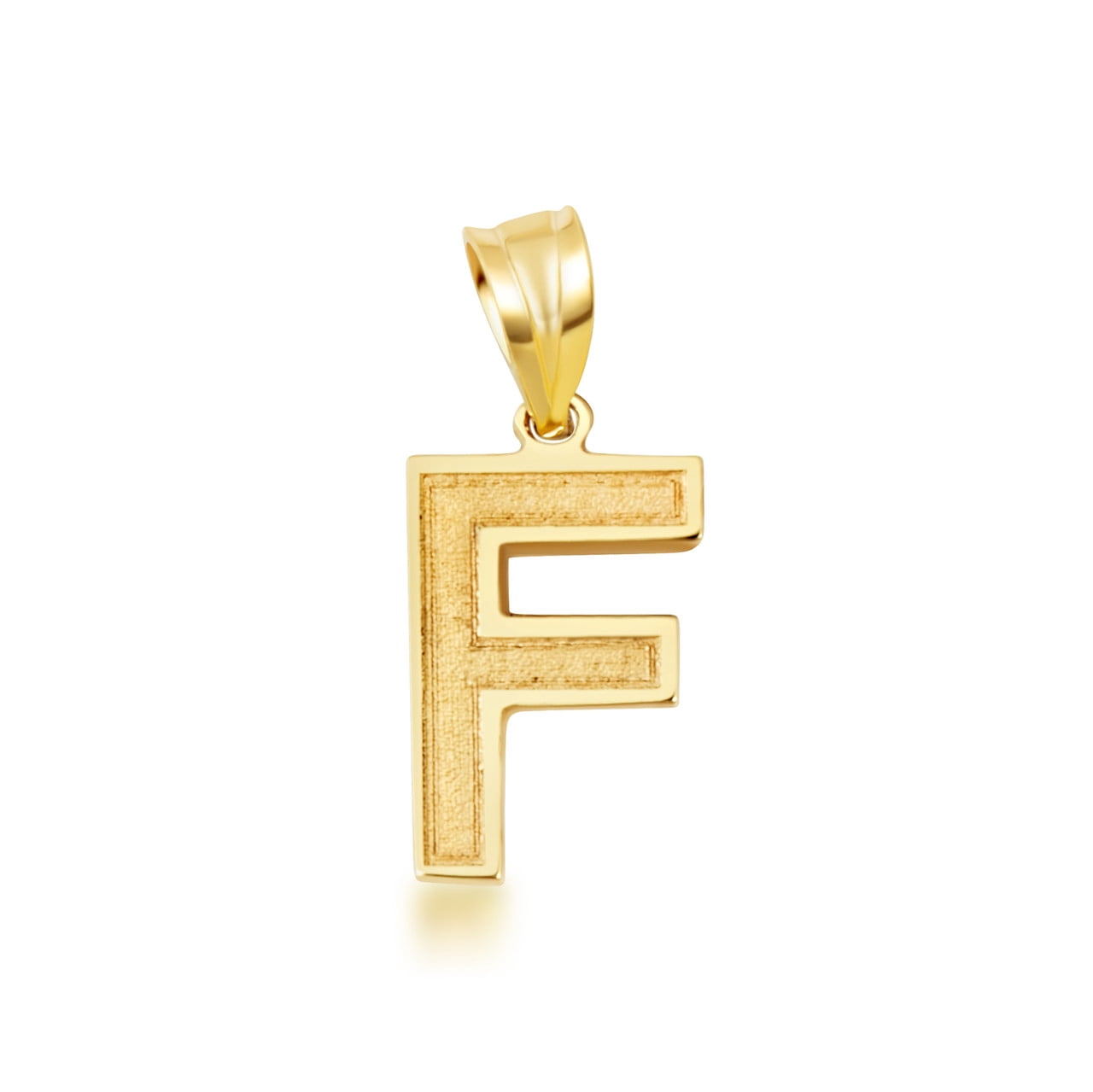 14K Yellow Gold Personalized Letter "A-Z" Initial Satin Finish Pendant ...