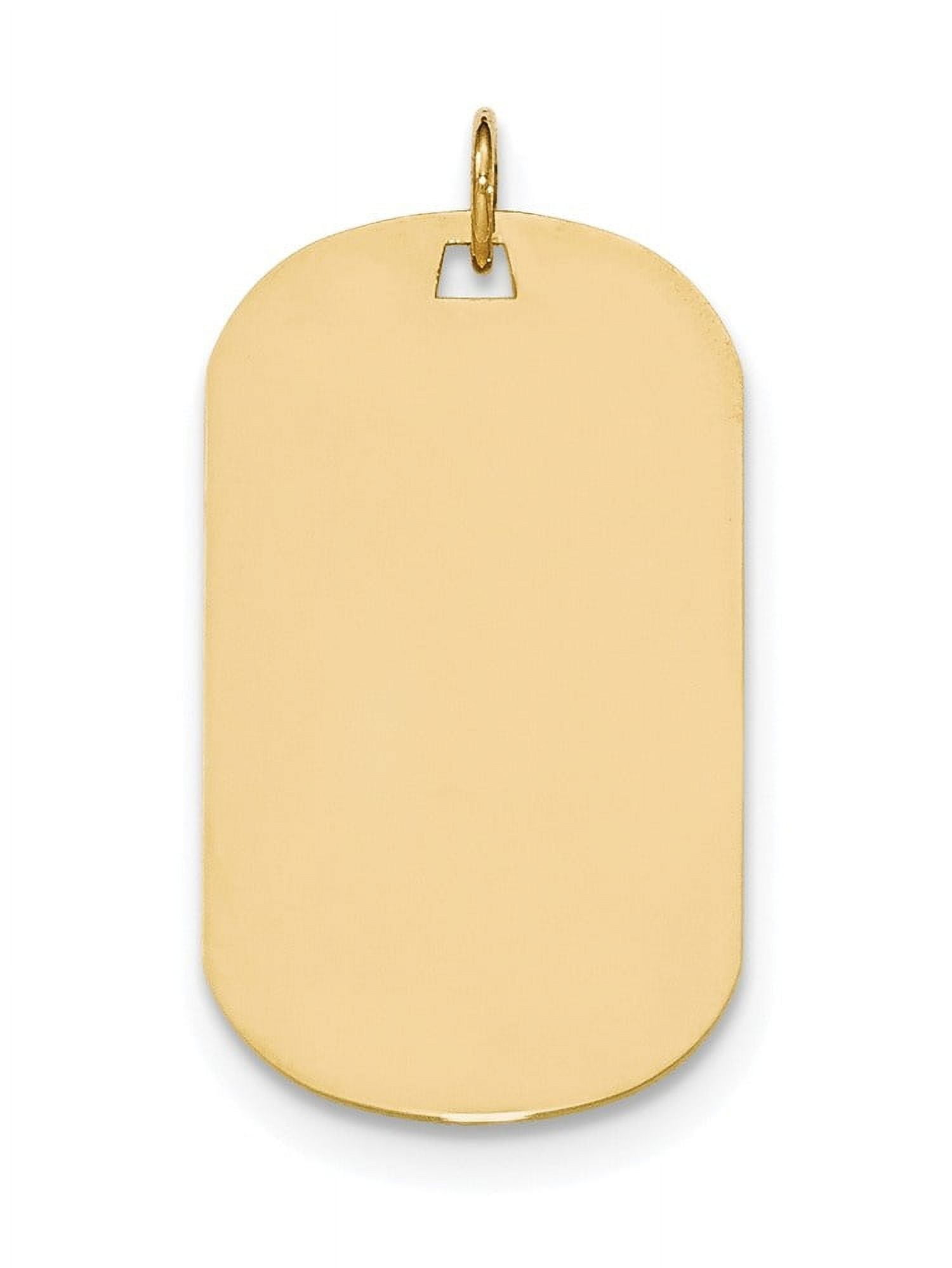 14K Yellow Gold Plain .035 Gauge Engraveable Dog Tag Disc Charm ...