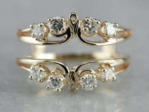 14K Yellow Gold Plated 0.40Ct Round Cut Simulated Diamond Enhancer ...
