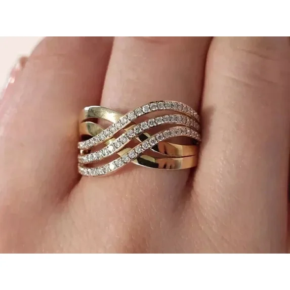 14K Yellow Gold Plated 1.20Ct Round Cut Simulated Diamond Women's ...