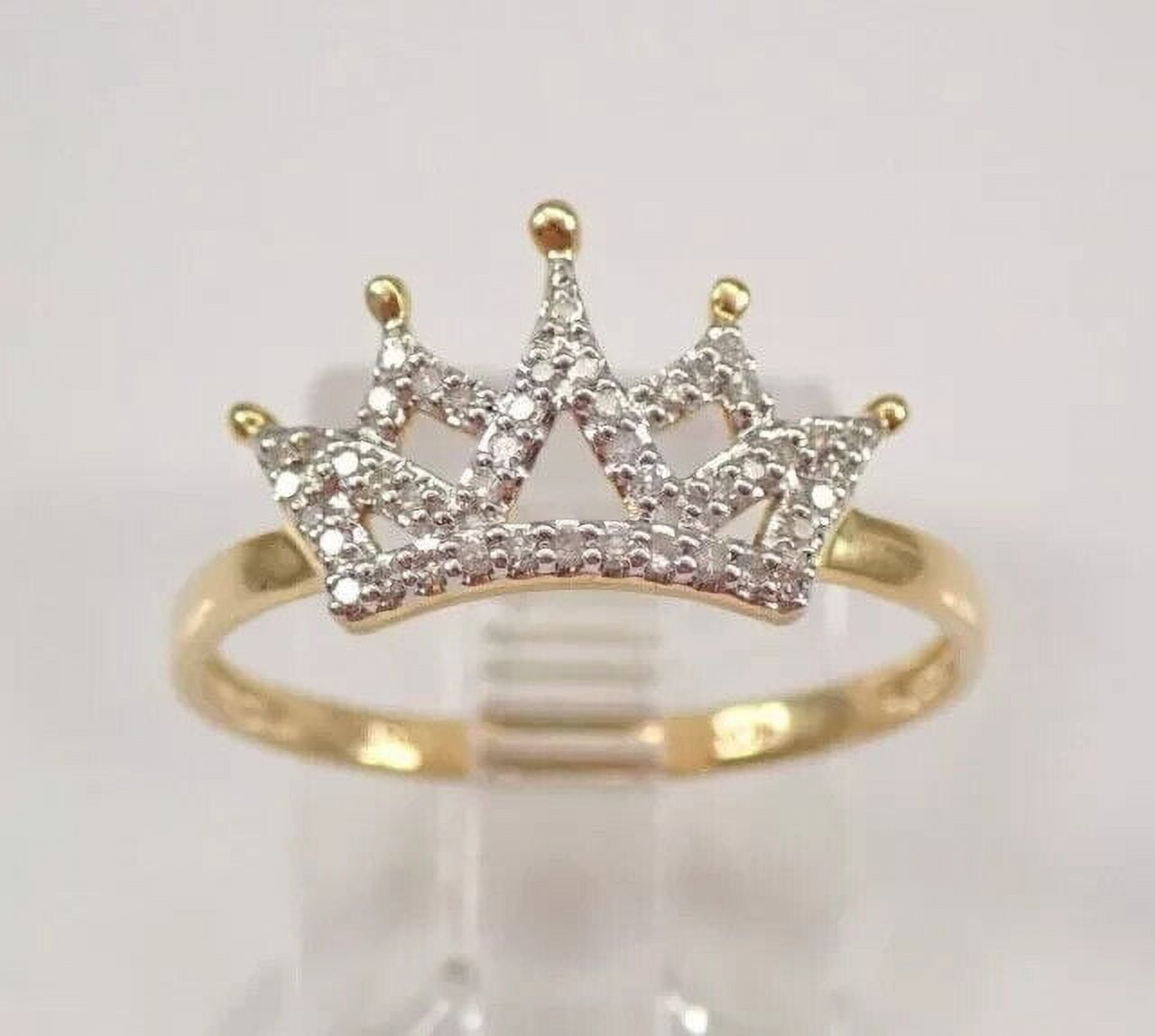 14K Yellow Gold Plated 1Ct Round Lab Created Diamond Crown Shape Women ...