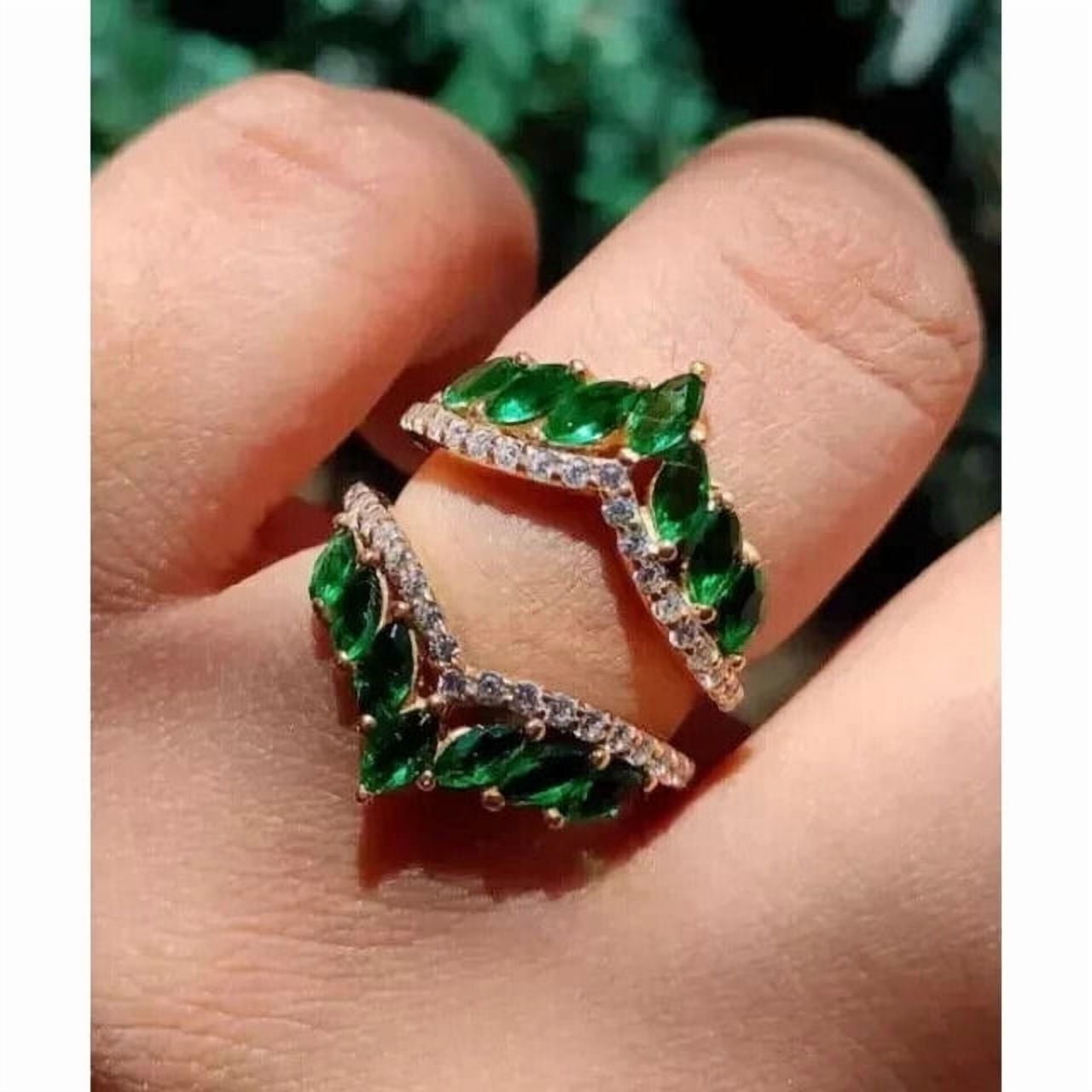 14K Yellow Gold Plated 2Ct Marquise Cut Lab Created Emerald Enhancer ...