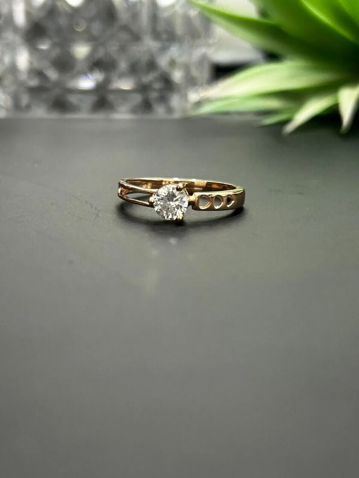14K Yellow Gold Plated 2Ct Round Cut Lab-Created Diamond Unique Engagement Ring Women's ...