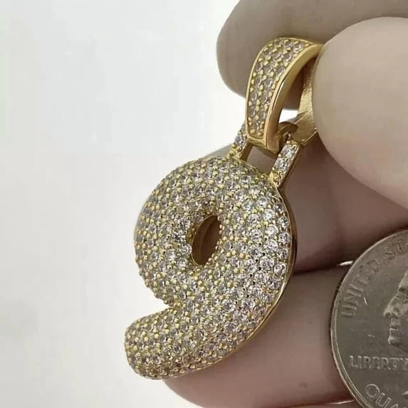 14K Yellow Gold Plated 2Ct Round Cut Moissanite Customize Number Men's ...