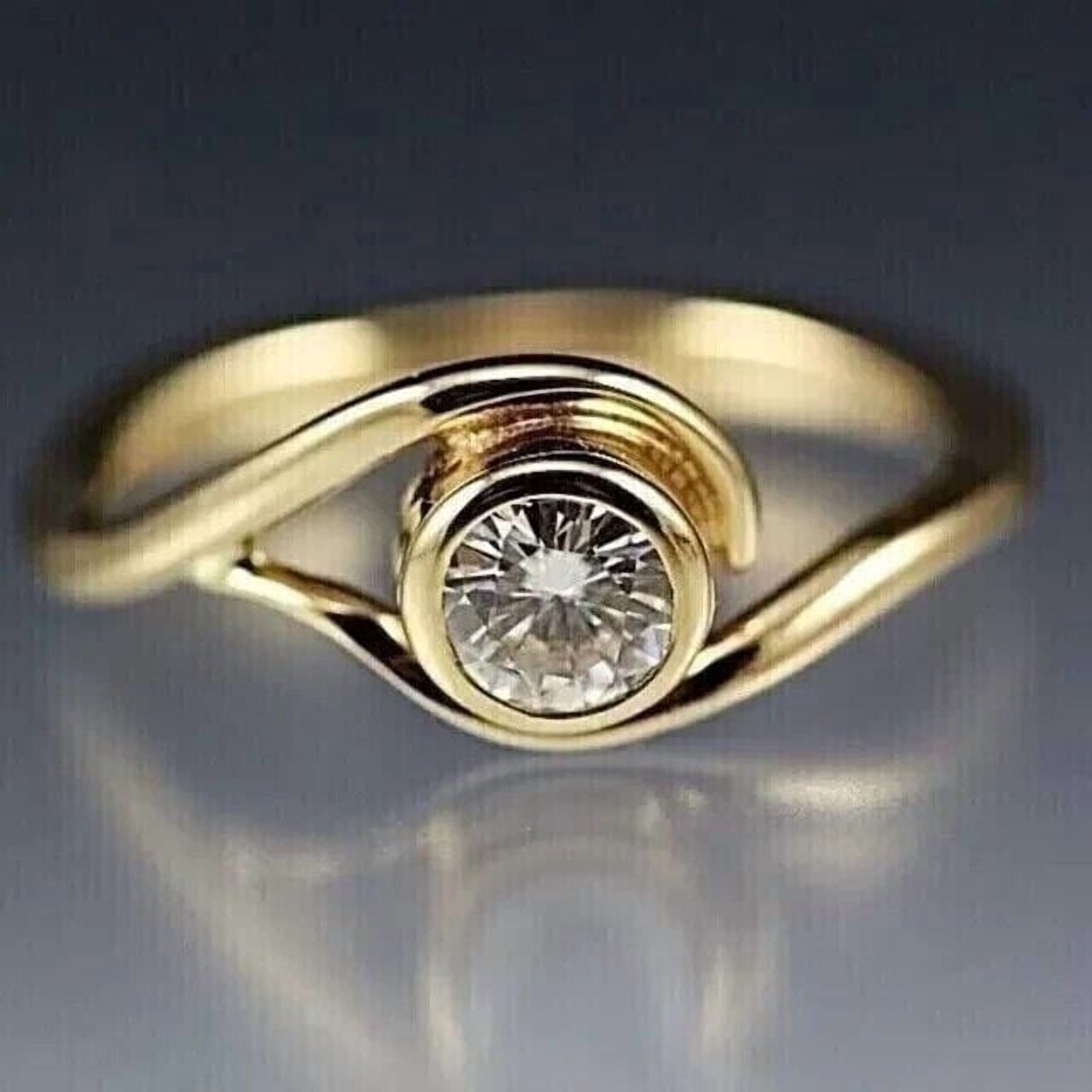 14K Yellow Gold Plated 2Ct Round Cut Simulated Diamond Women's Wedding ...