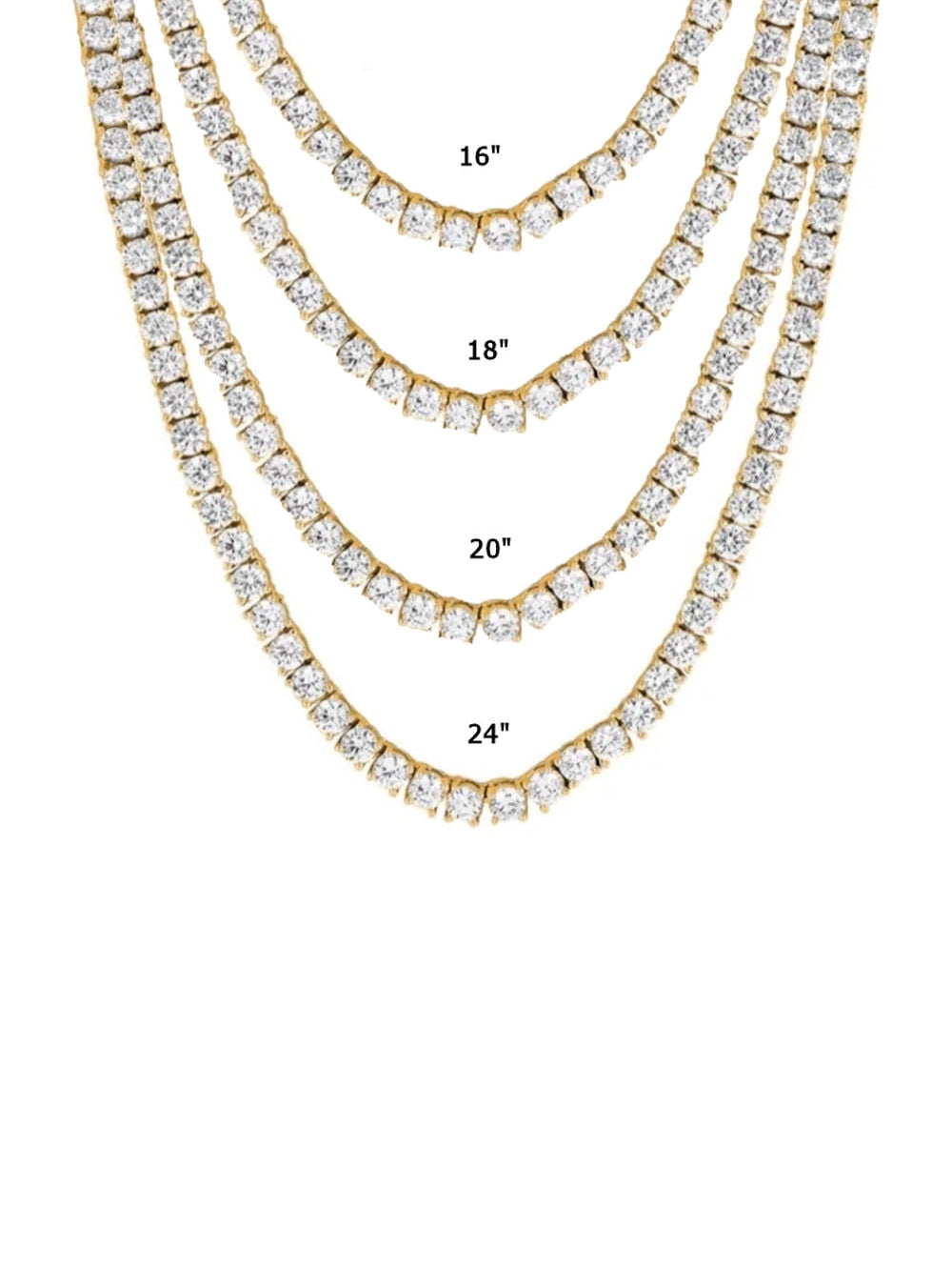 14K Yellow Gold Plated 5mm CZ Tennis Necklace Bling Iced Chain ...