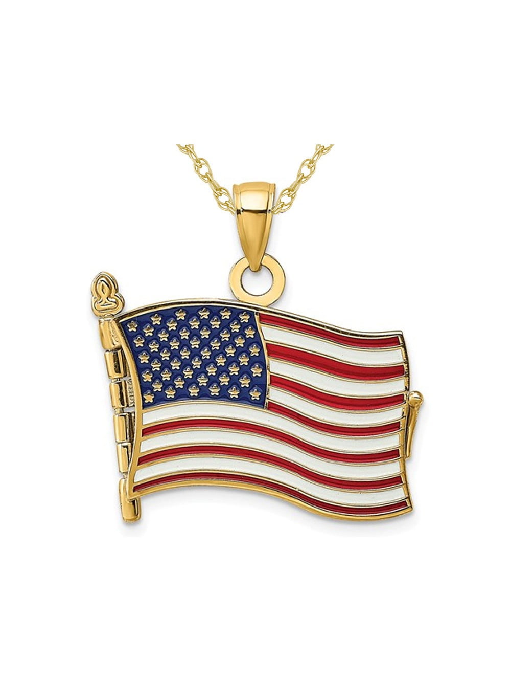 14K Yellow Gold Pledge Of Allegiance American Flag Book Charm Pendant ...