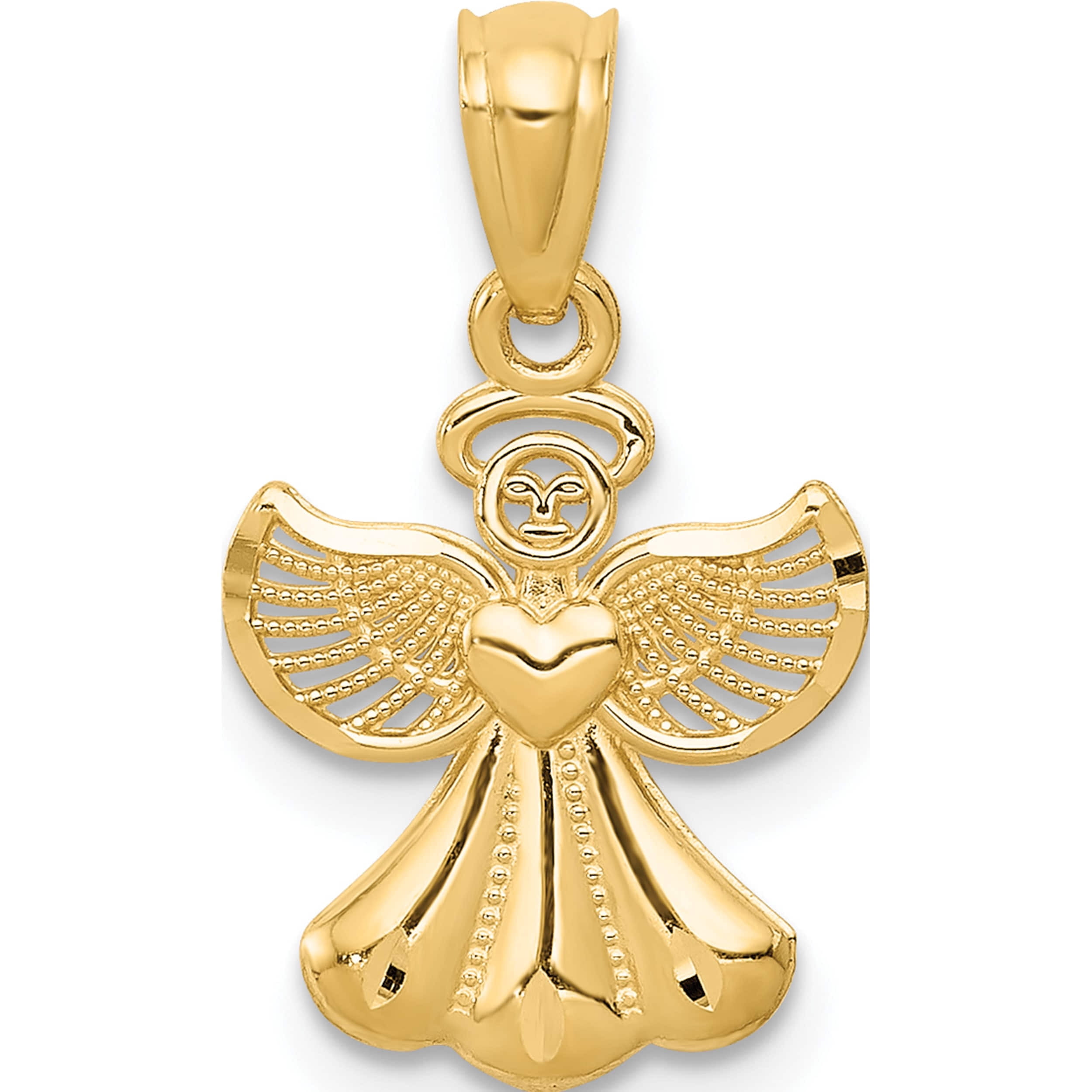 14K Yellow Gold Polished Angel Pendant (20 X 11) Made In United States ...