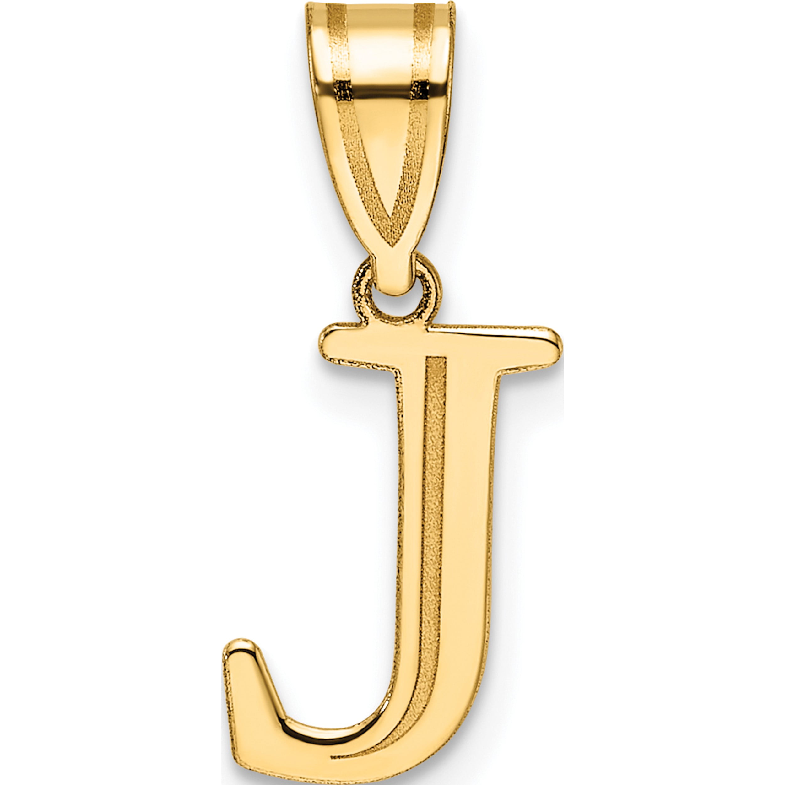 14K Yellow Gold Polished Etched Letter J Initial Pendant(Length 20 ...