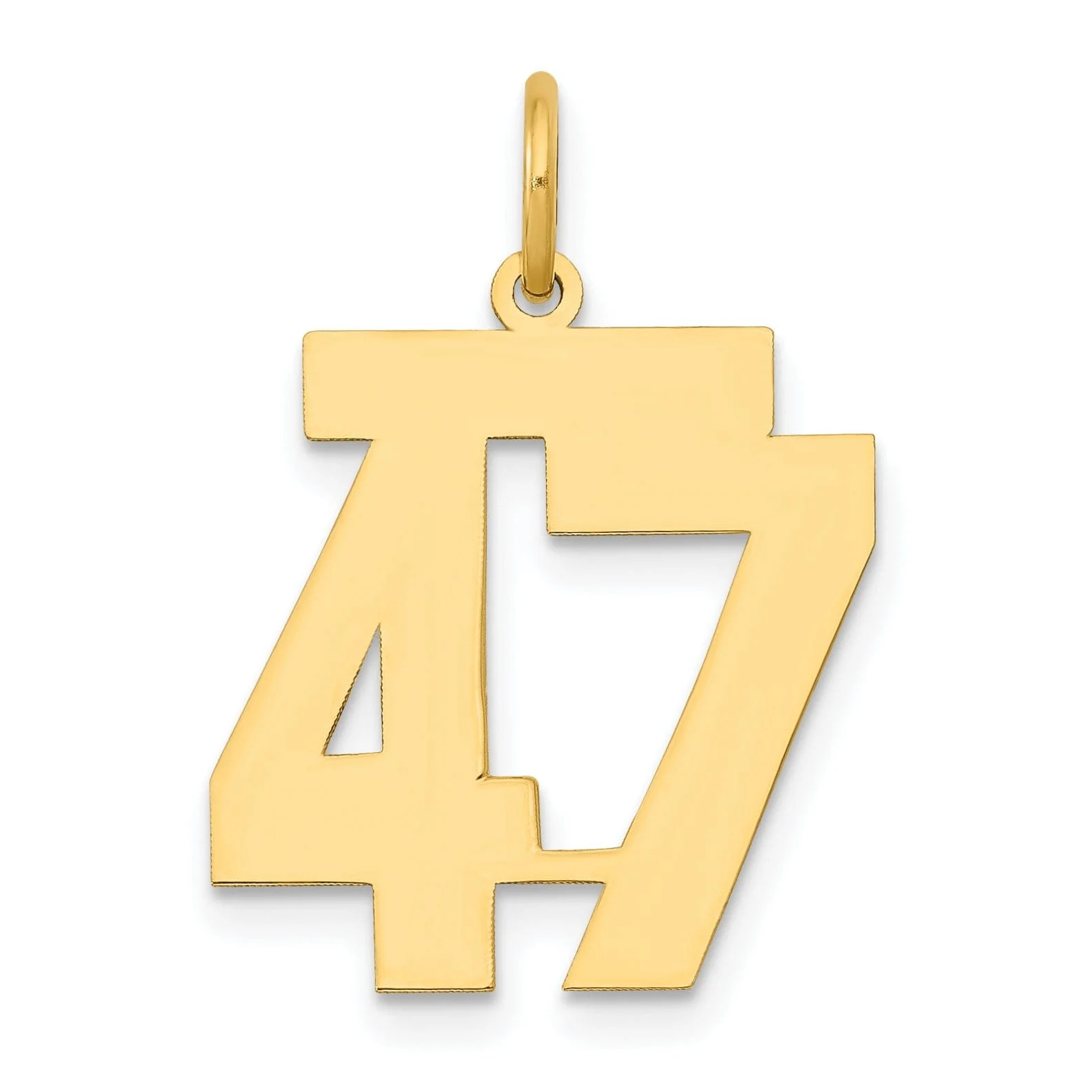 14K Yellow Gold Polished Finish Medium Size Number 47 Charm Pendant ...
