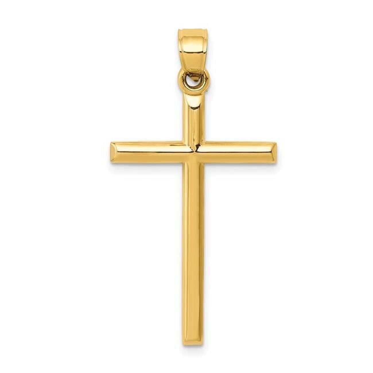 14K Yellow Gold Polished Hollow Cross Pendant - Walmart.com