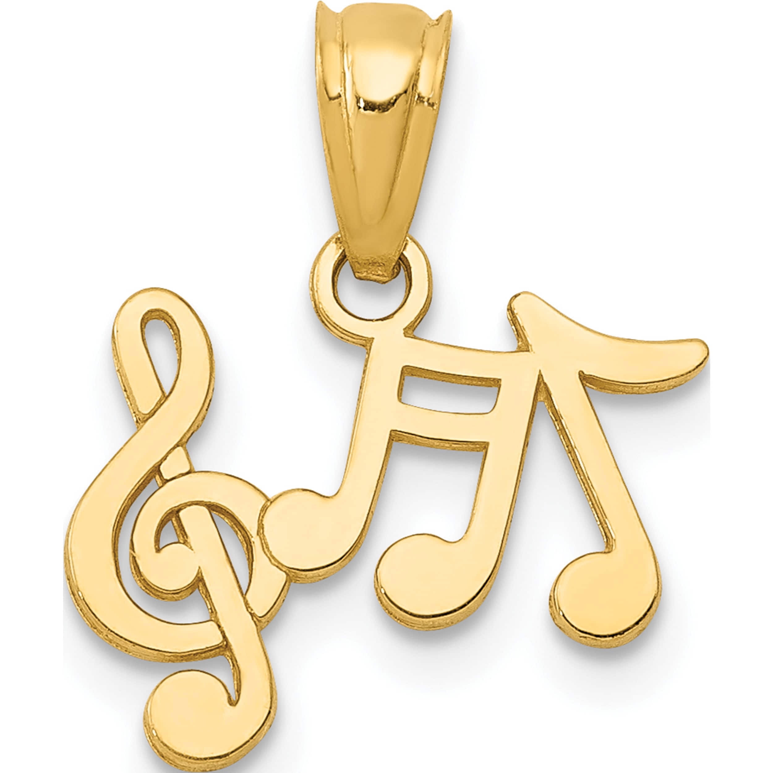 14K Yellow Gold Polished Music Notes Pendant (14.6 X 13.5) Made In ...
