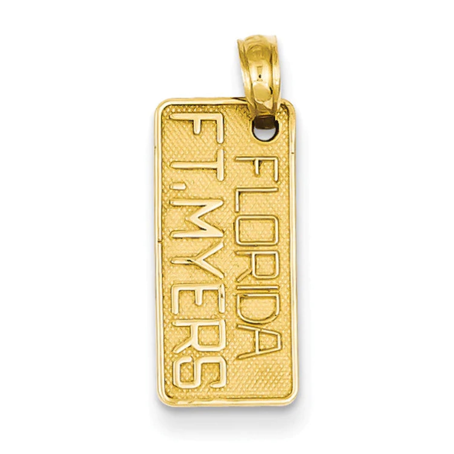 14K Yellow Gold Polished Textured Finish FT. MYERS FLORIDA License ...