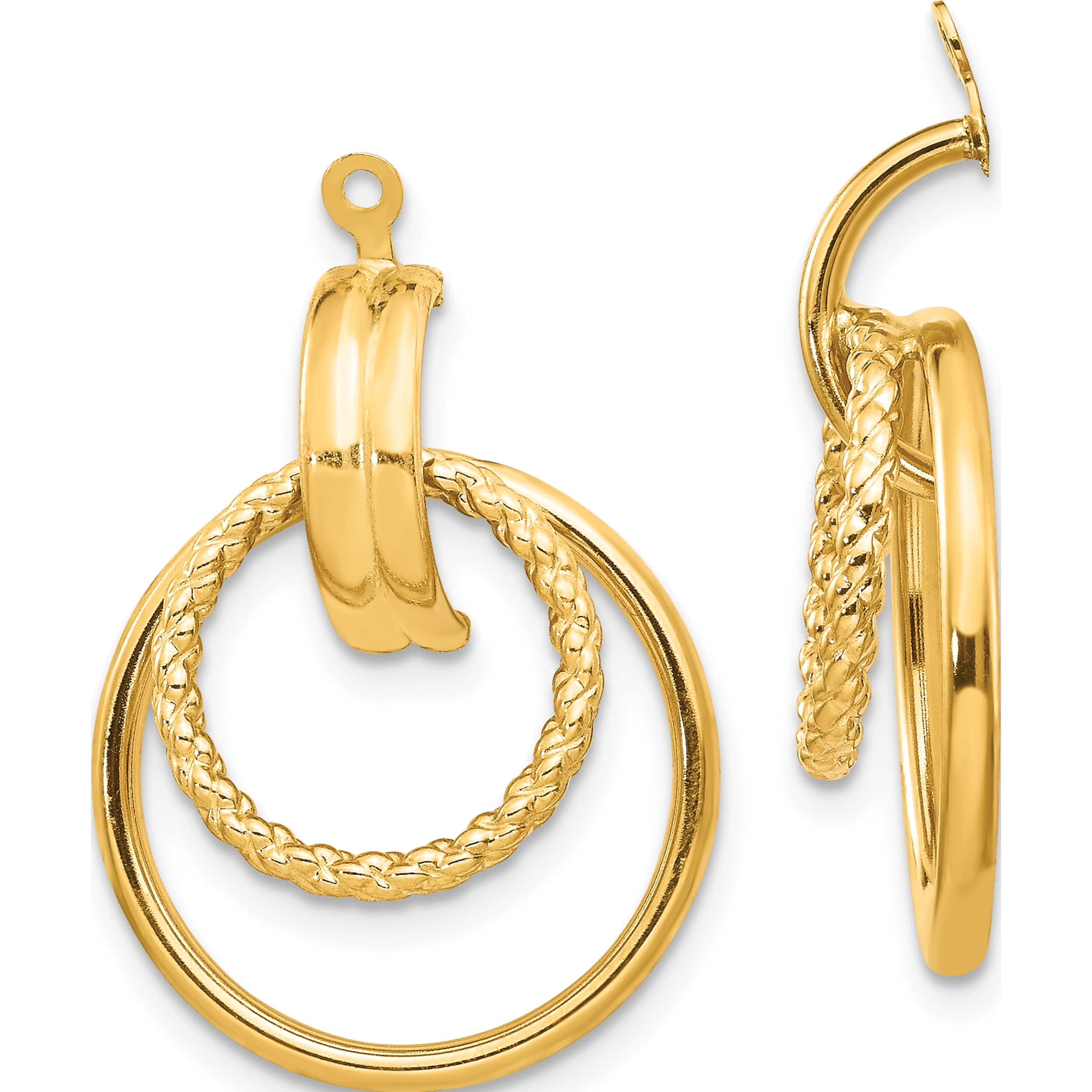 14K Yellow Gold Polished & Twisted Fancy Earring Jackets (21 X 22) Made ...