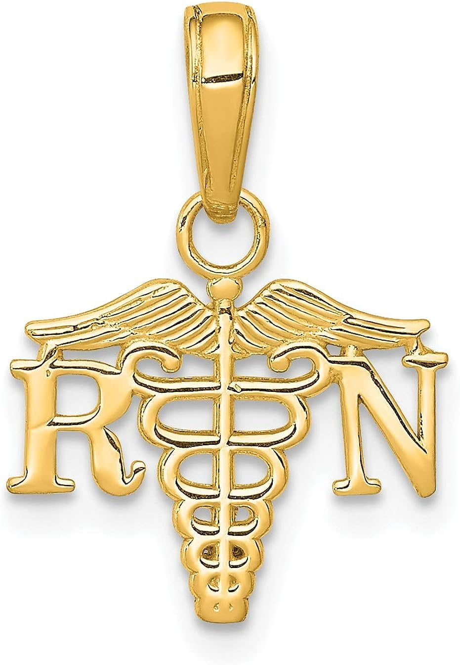 14K Yellow Gold RN Caduceus Charm - Walmart.com