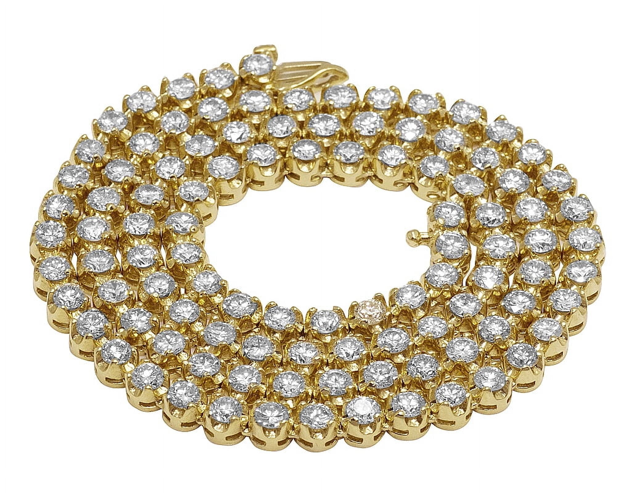 14K Yellow Gold Real Diamond 20 Pointer Tennis Chain Necklace 5MM 16-28 ...