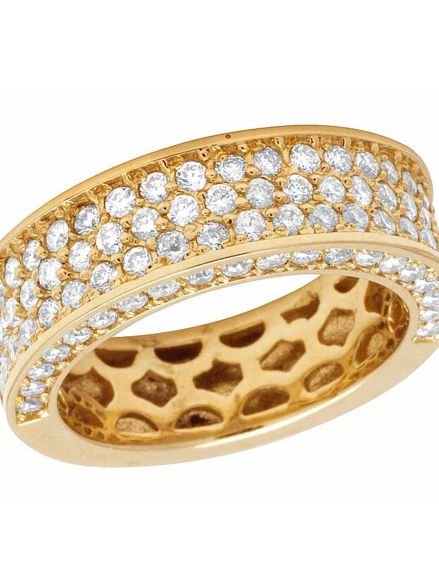 14K Yellow Gold Real Diamond 3 Row Men's 3D Band Ring 1.75ct - Walmart.com