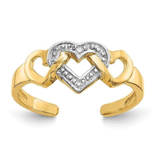 14K Yellow Gold Rhodium Diamond Heart Toe Ring - Walmart Business Supplies