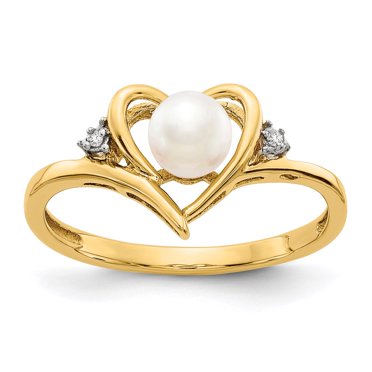 9mm Tahitian South Sea Cultured Pearl & Diamond Willow Ring in 14K Gold ...