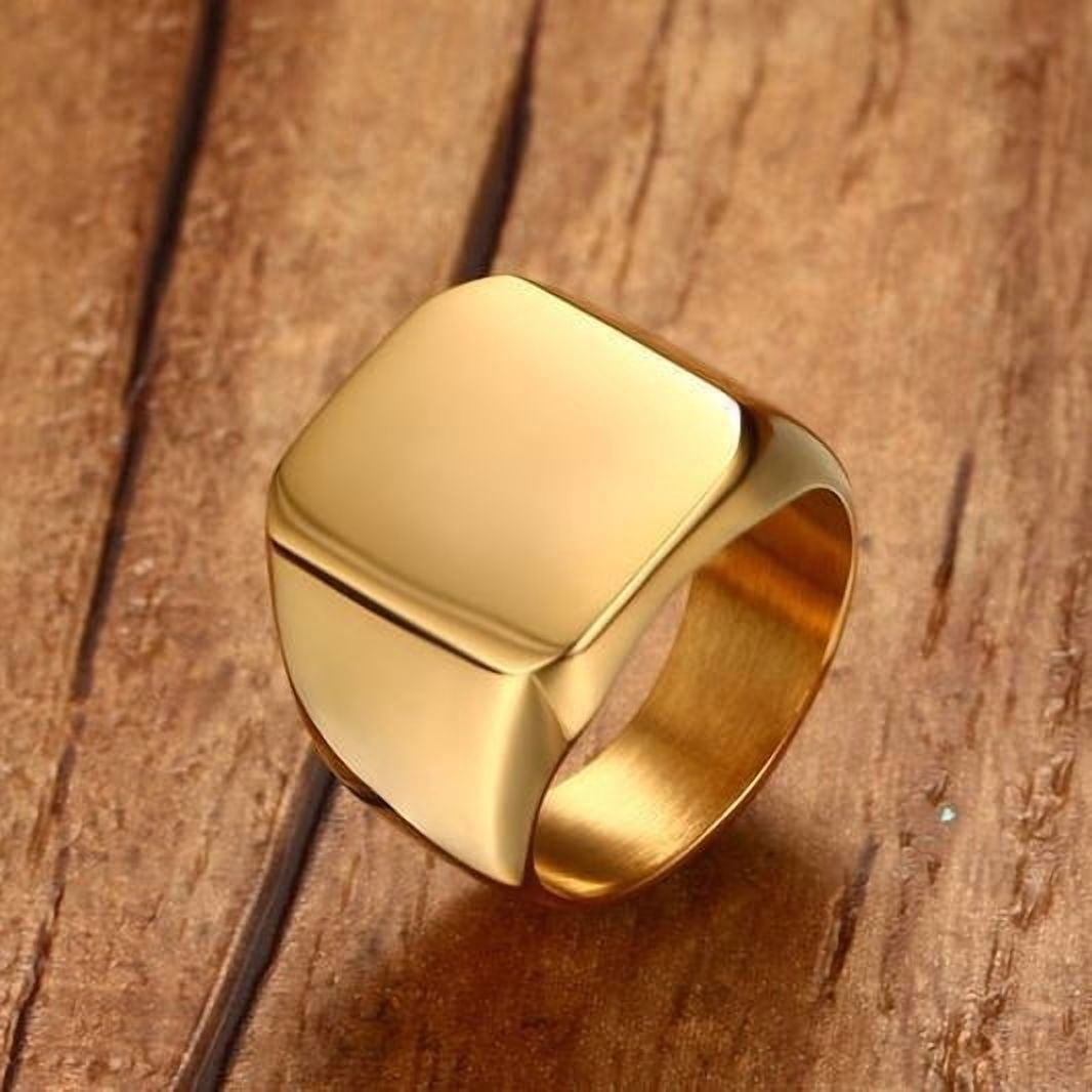 14K Yellow Gold Rings for Men Women, Simple Glossy Wedding Bands ...