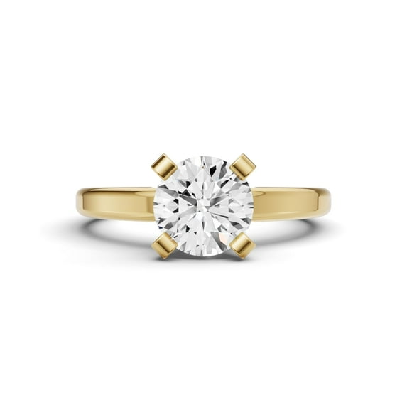 14K Yellow Gold Round Cut Solitaire Diamond Engagement Ring VS1-VS2 ...