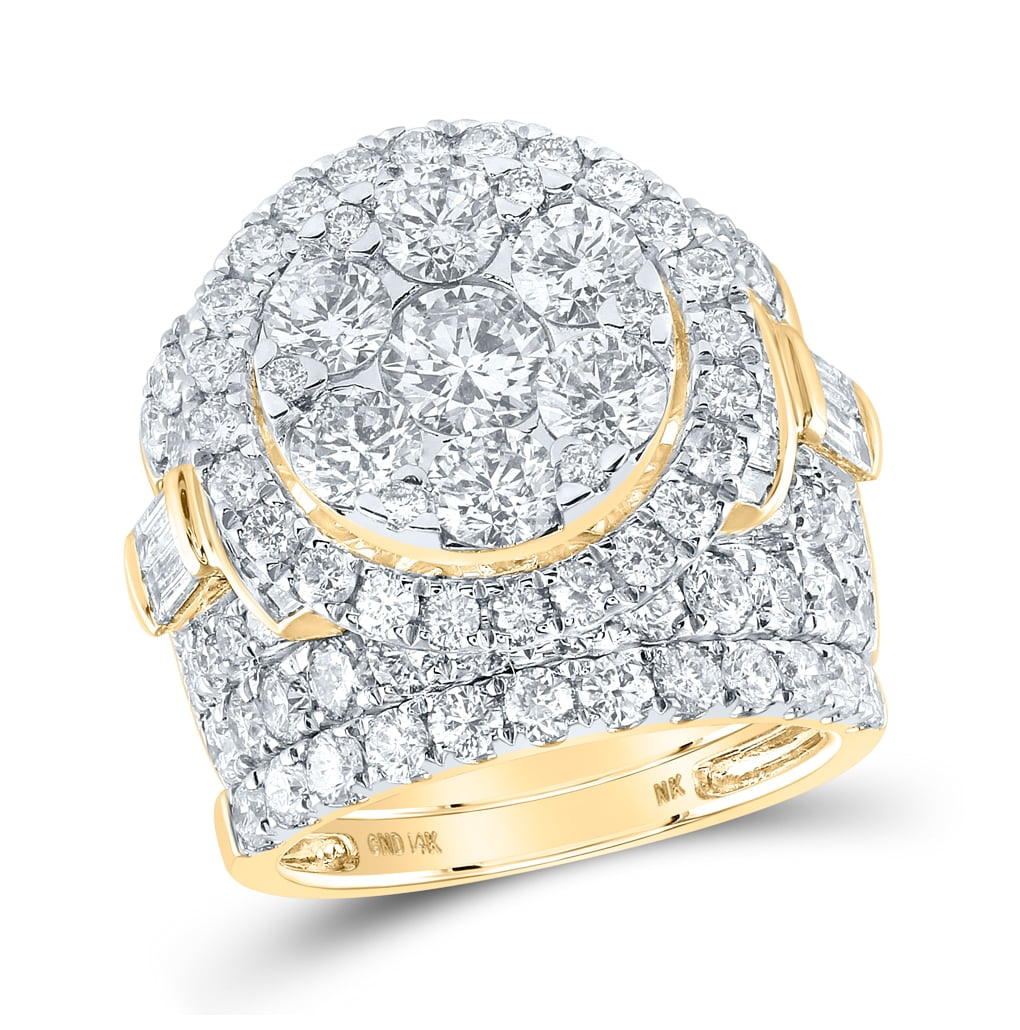 14K Yellow Gold Round Diamond Bridal Wedding Ring Band Set 6 Cttw ...
