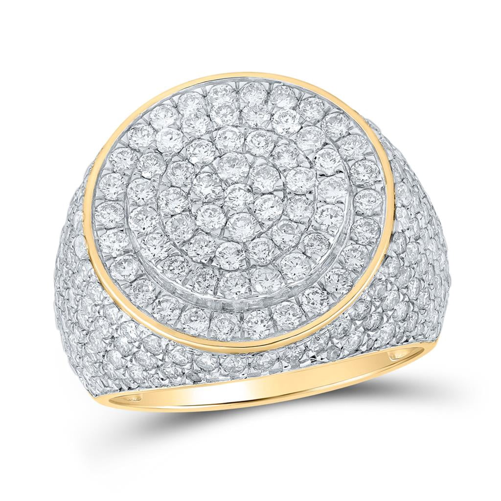14K Yellow Gold Round Diamond Statement Pave Circle Ring 4.2cttw ...